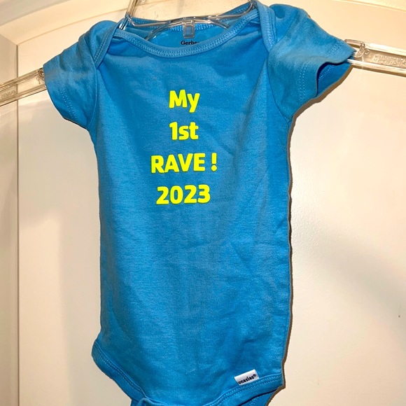 Gerber | Other | New Baby Blue My First Rave 223 Onsie | Poshmark